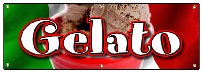 GELATO BANNER SIGN concession ice cream Italian dessert cold homemade ...