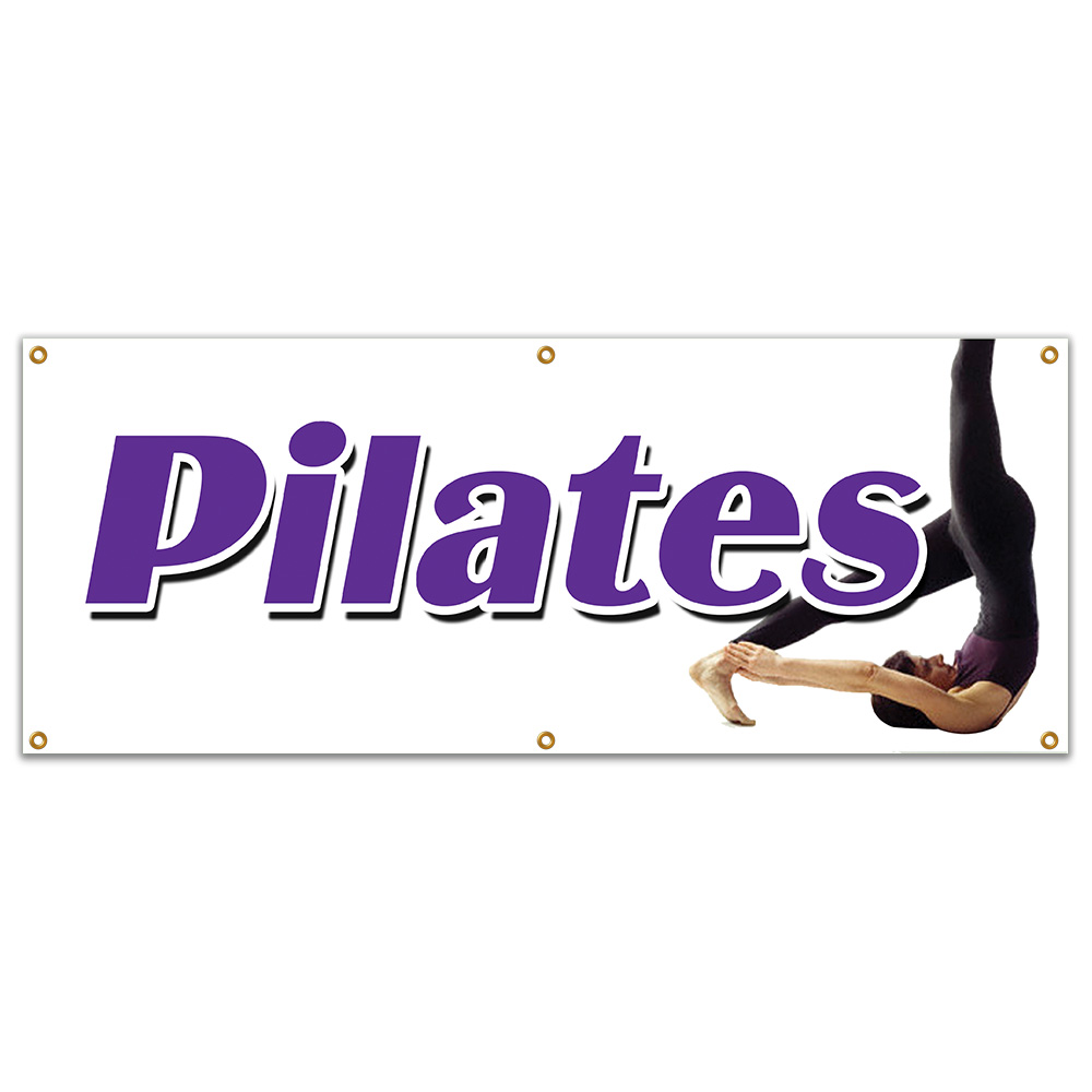 PILATES BANNER SIGN physical fitness instructor class training weight ...