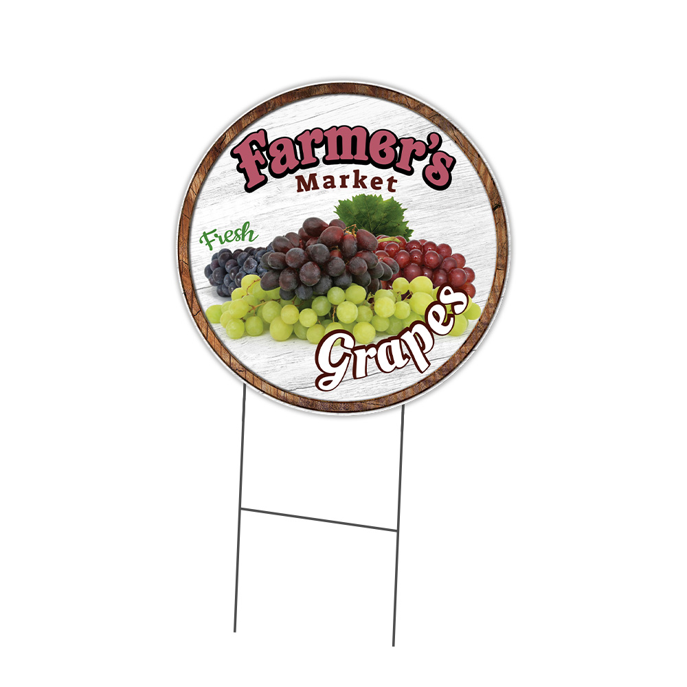 Farmer's Market Grapes Circle Yard Sign, Rigid Plastic Or Decal | eBay
