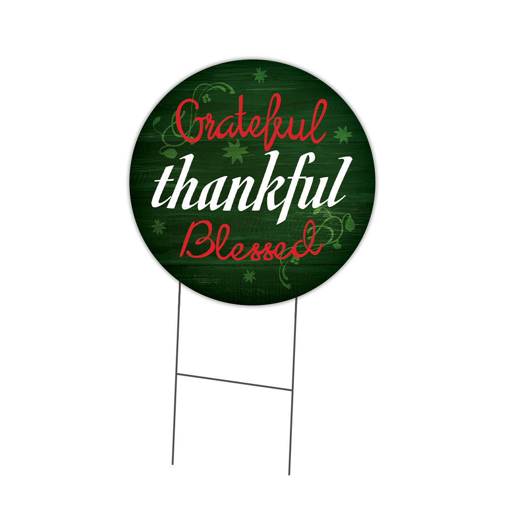 SignMission Grateful Thankful Blessed Circle Yard Sign, Rigid Plastic ...