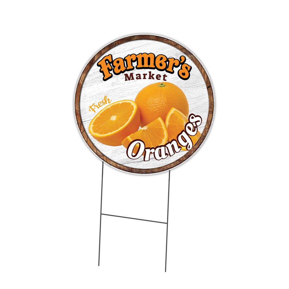 Farmer's Market Oranges Circle Yard Sign, Rigid Plastic Or Decal | eBay