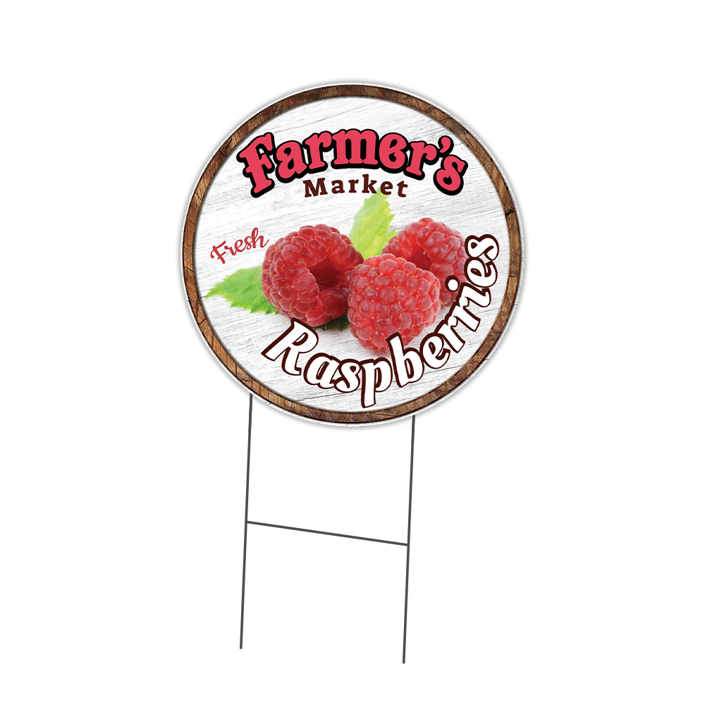 Farmer's Market Raspberries Circle Yard Sign, Rigid Plastic Or Decal | eBay
