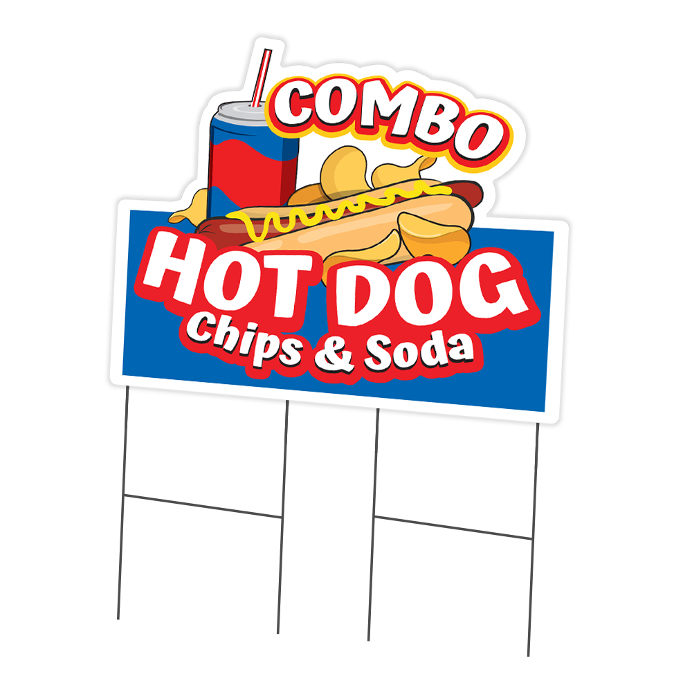 Hot Dogs Chips And Soda Combo Die Cut Yard Sign & Stake outdoor ...