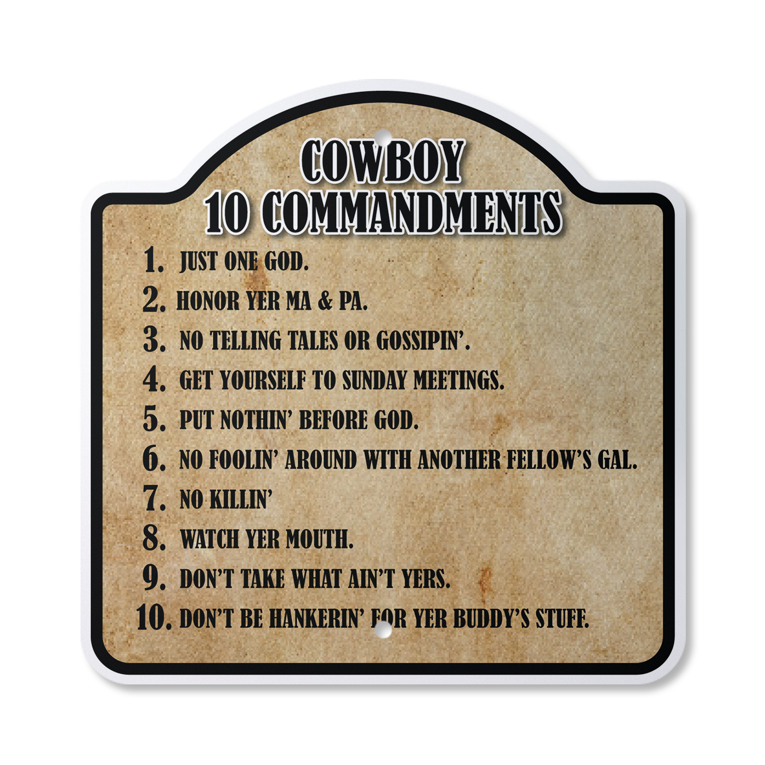 Cowboy 10 Commandments Plastic Sign Country Southern Hillbilly Bible | eBay