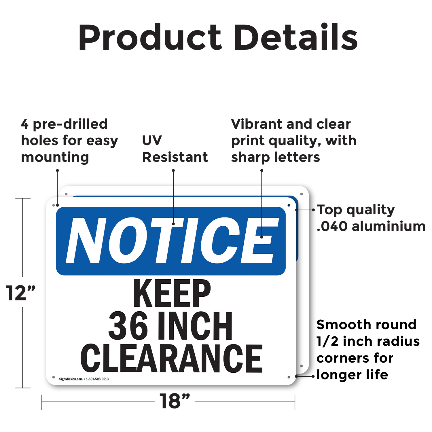 (2 Pack) Keep 36 Inch Clearance OSHA Notice Sign Decal Metal Plastic | eBay