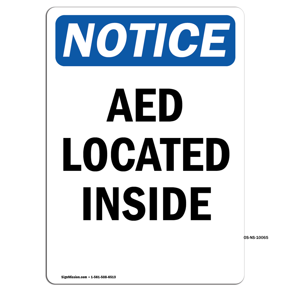 AED Located Inside OSHA Notice Sign Metal Plastic Decal | eBay