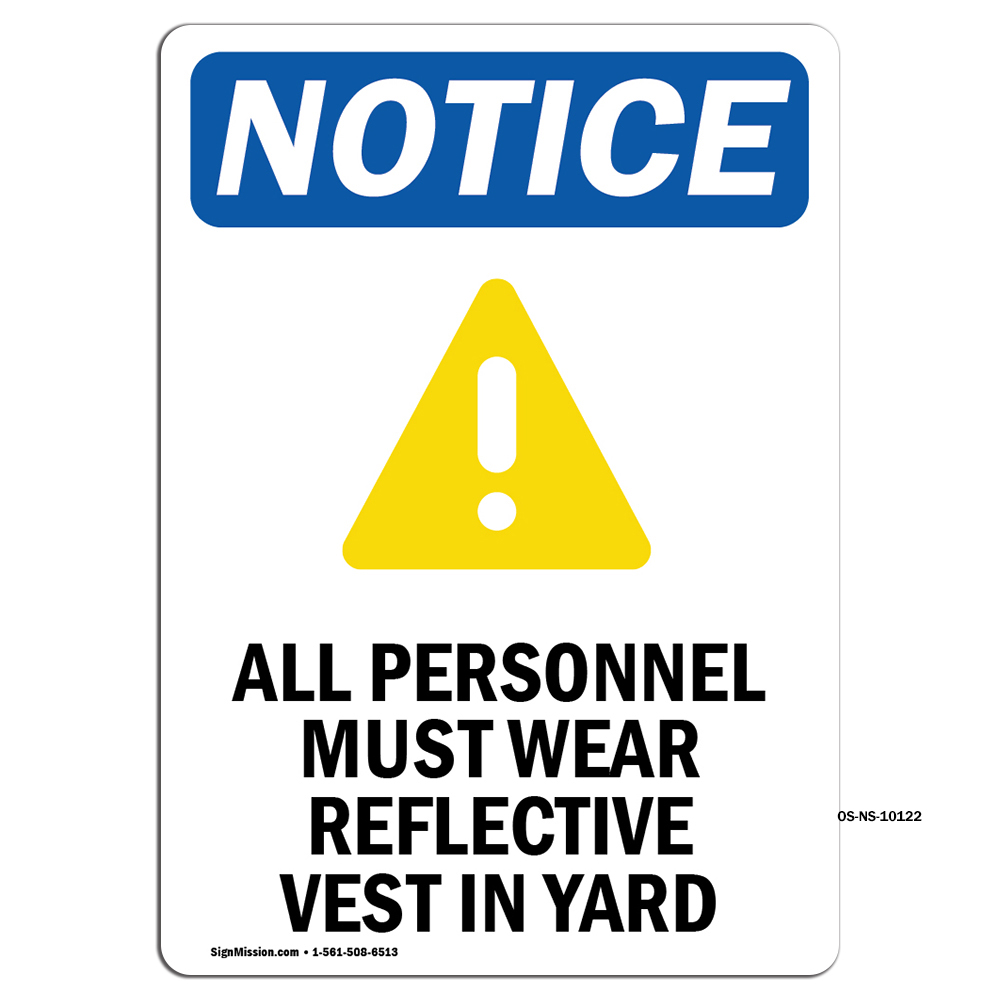All Personnel Must With Symbol OSHA Notice Sign Metal Plastic Decal | eBay