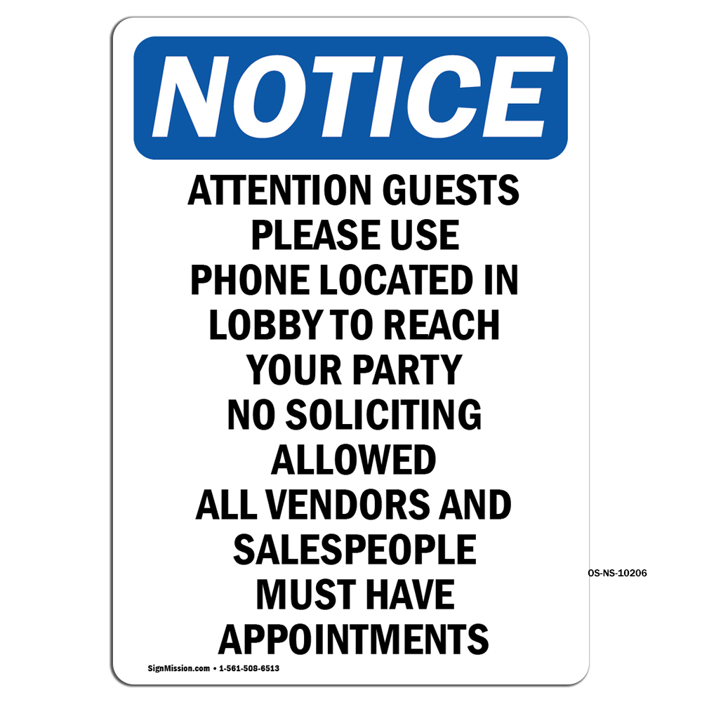 Attention Guests Please Use Phone OSHA Notice Sign Metal Plastic Decal ...