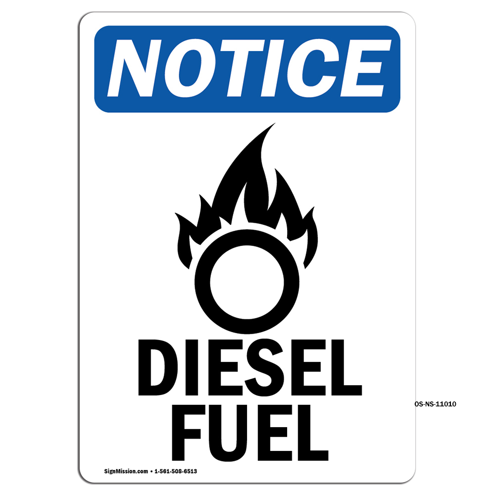 Diesel Fuel With Symbol OSHA Notice Sign Metal Plastic Decal | eBay