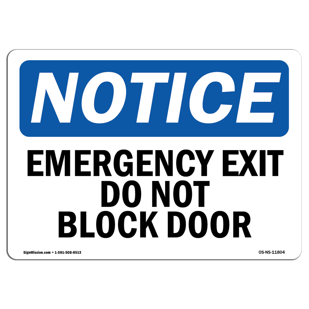Emergency Exit Do Not Block Door OSHA Notice Sign Metal Plastic Decal ...
