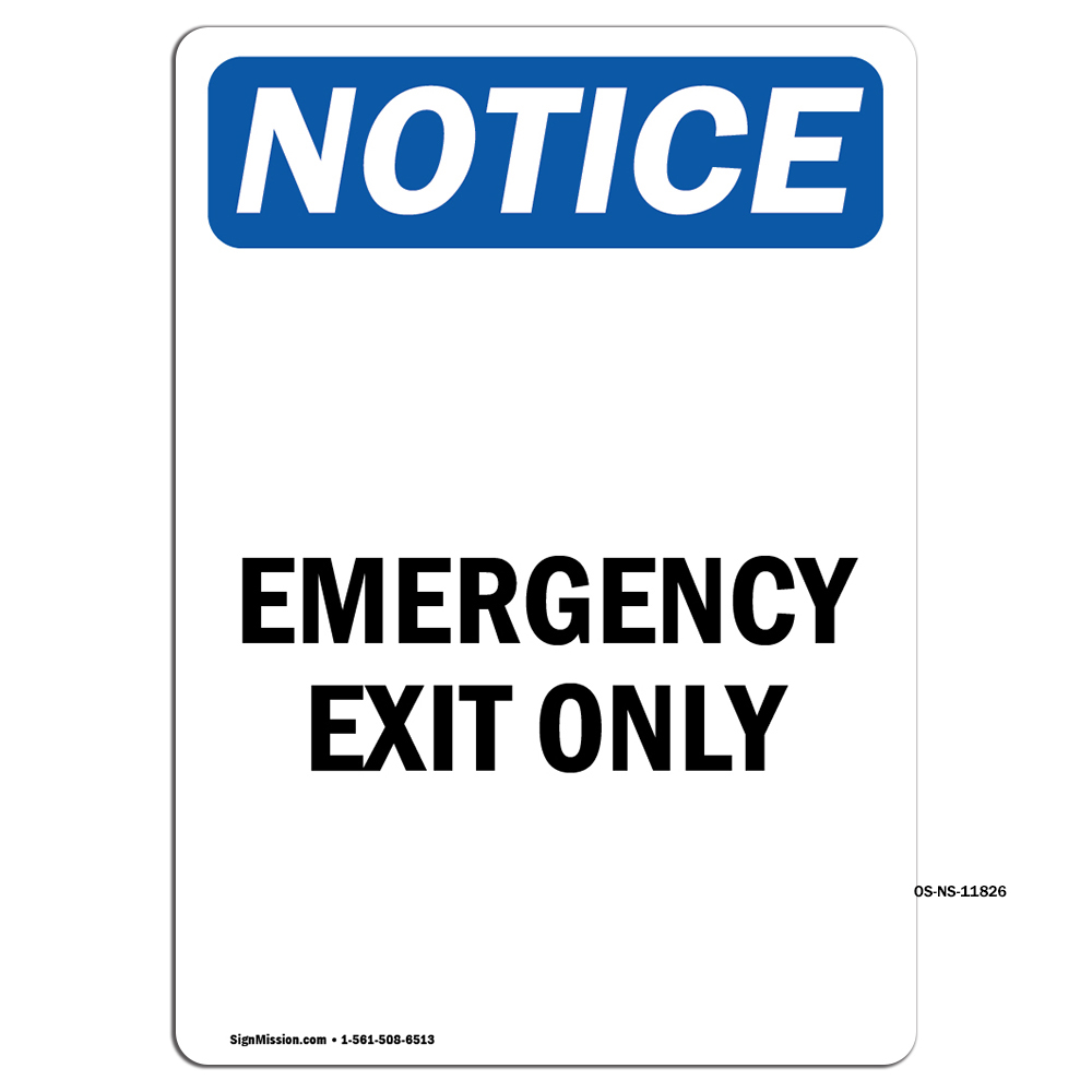 Emergency Exit Only OSHA Notice Sign Metal Plastic Decal | eBay