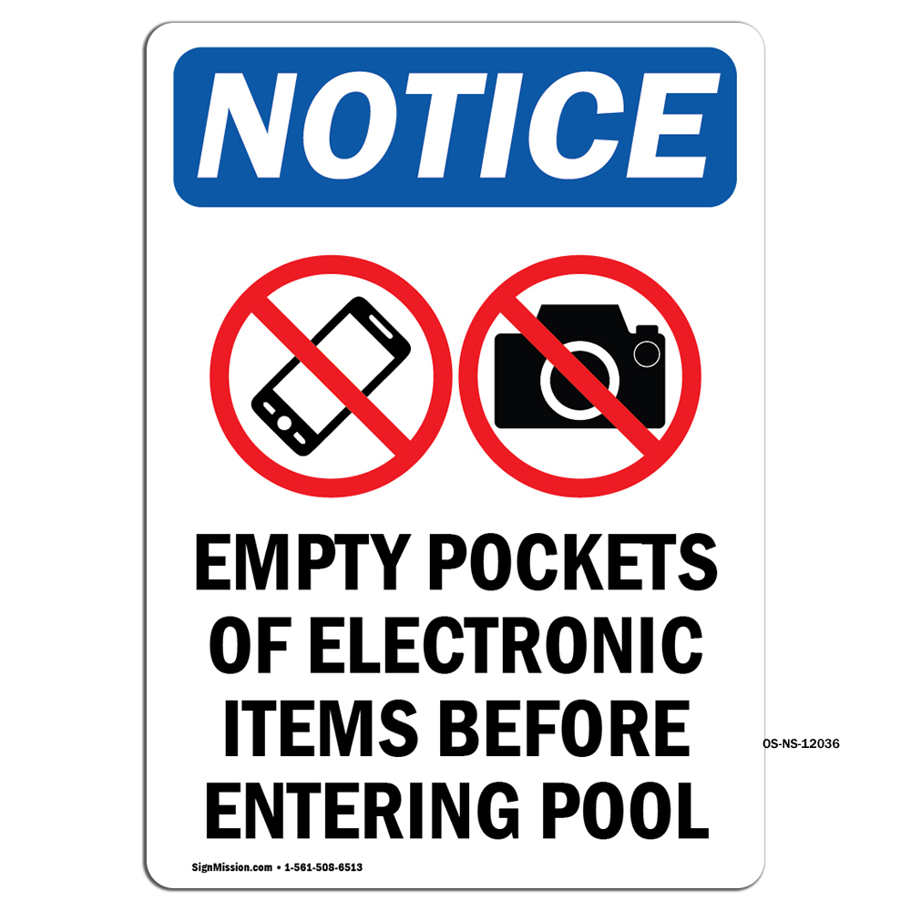 Empty Pockets Of Electronic With Symbol OSHA Notice Sign Metal Plastic ...