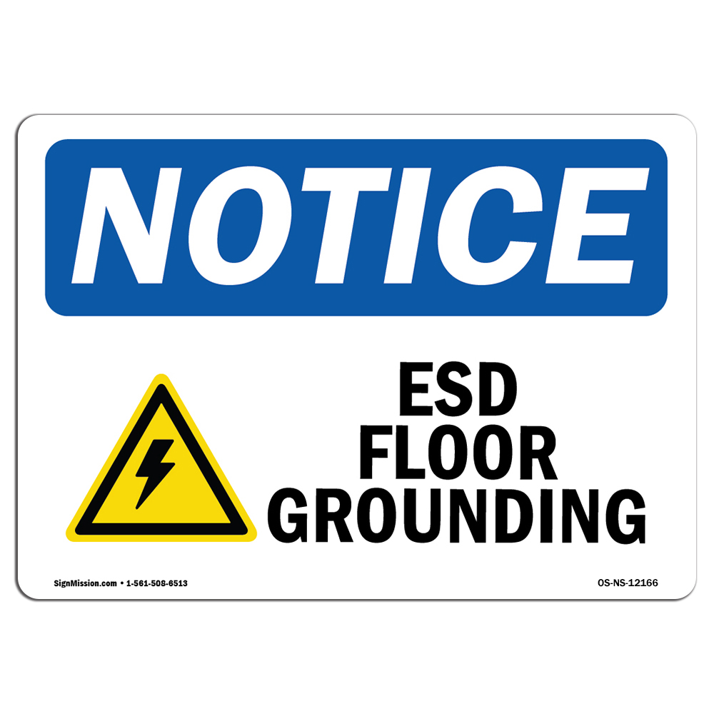 ESD Floor Grounding With Symbol OSHA Notice Sign Metal Plastic Decal | eBay