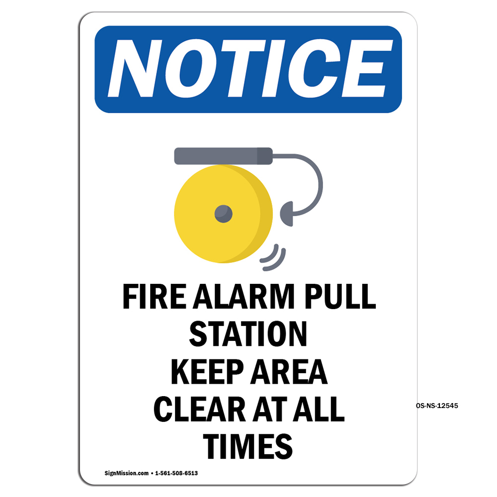 Fire Alarm Pull Station With Symbol OSHA Notice Sign Metal Plastic ...