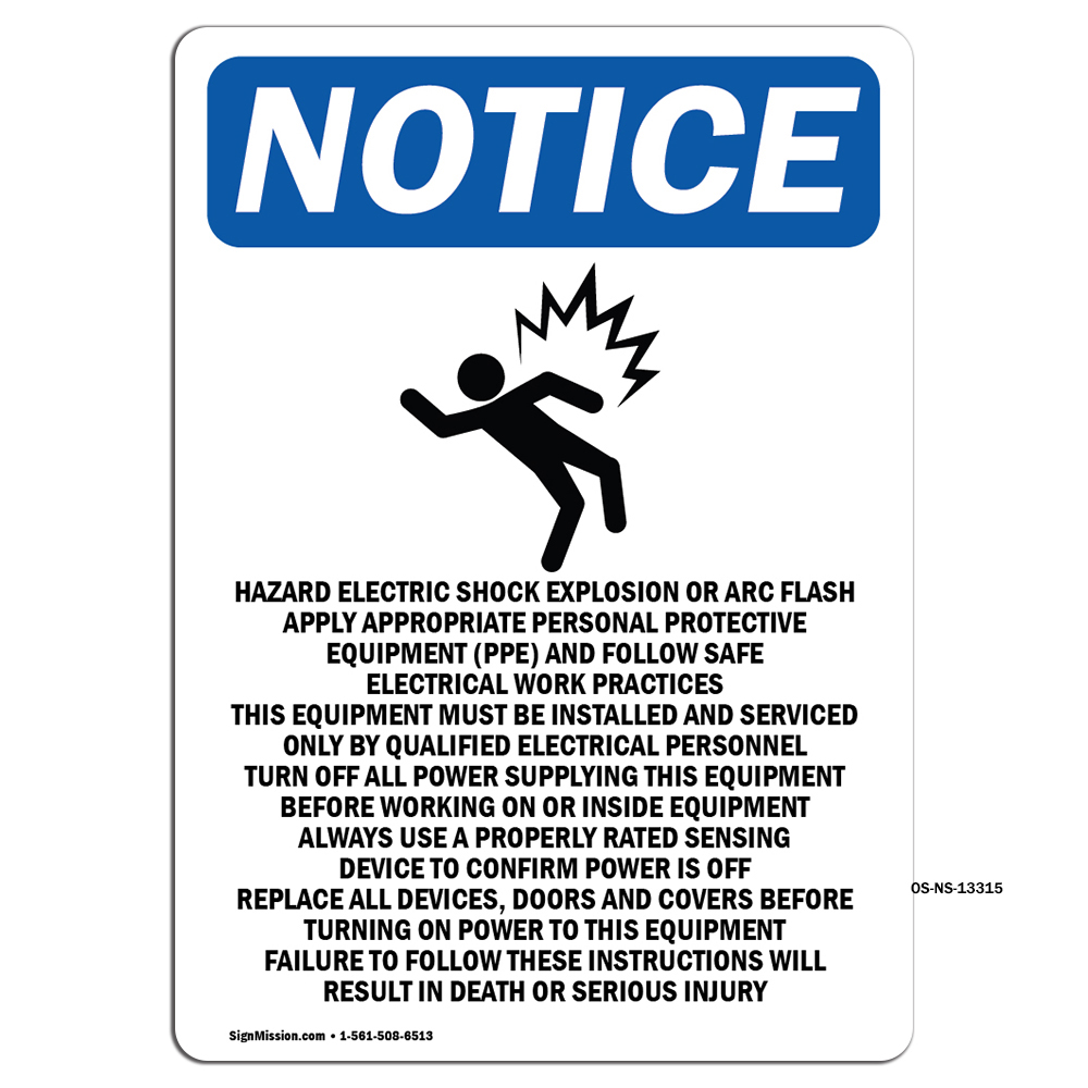 Hazard Electric Shock With Symbol OSHA Notice Sign Metal Plastic Decal ...