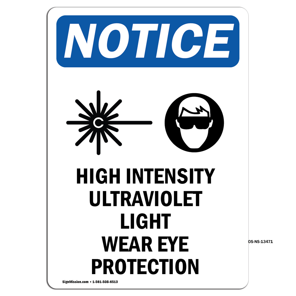 High Intensity Ultraviolet With Symbol OSHA Notice Sign Metal Plastic ...