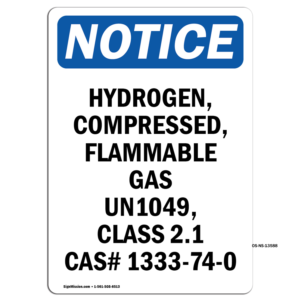 Hydrogen Compressed Flammable OSHA Notice Sign Metal Plastic Decal | eBay