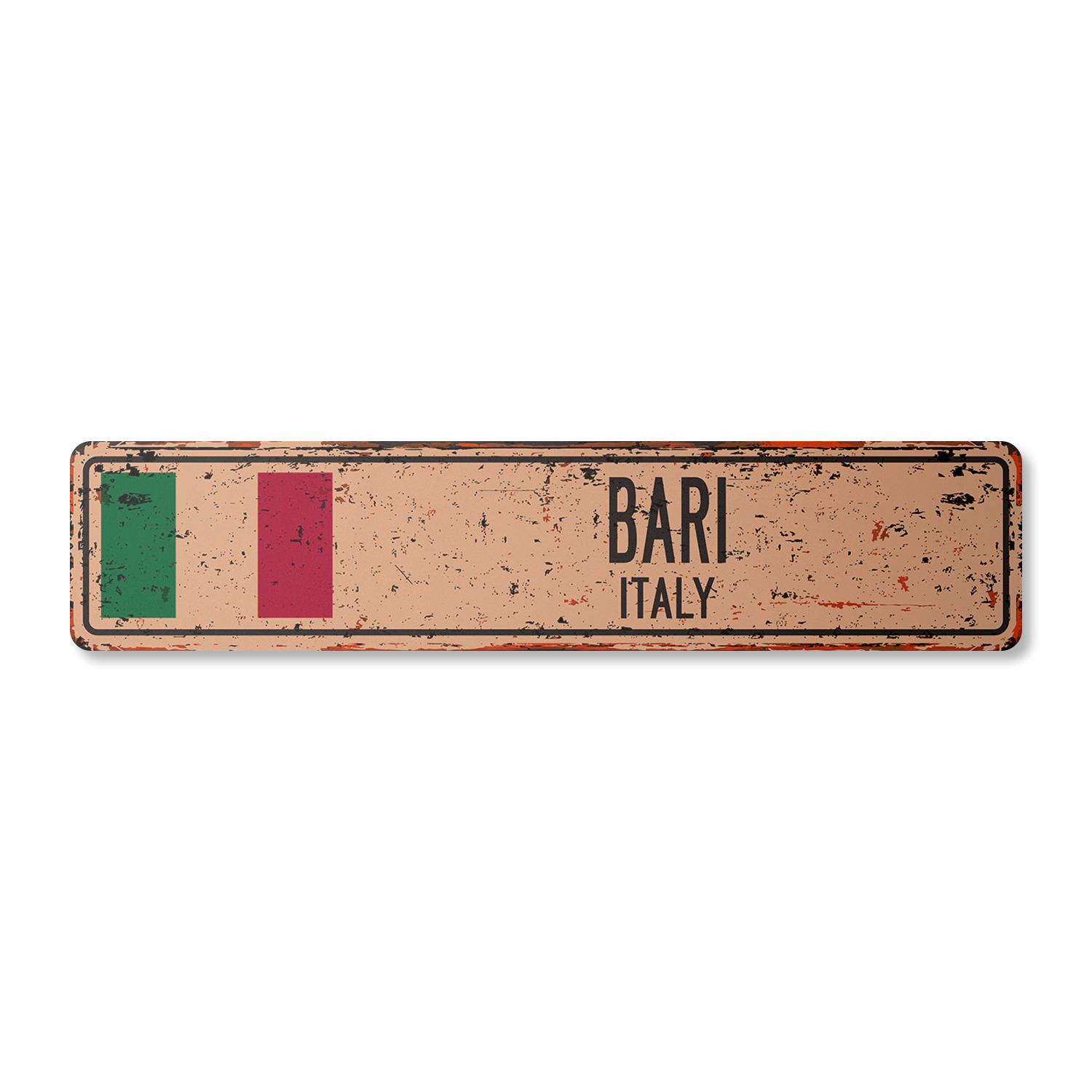 BARI ITALY Vintage Street Sign Italian flag city country road wall ...