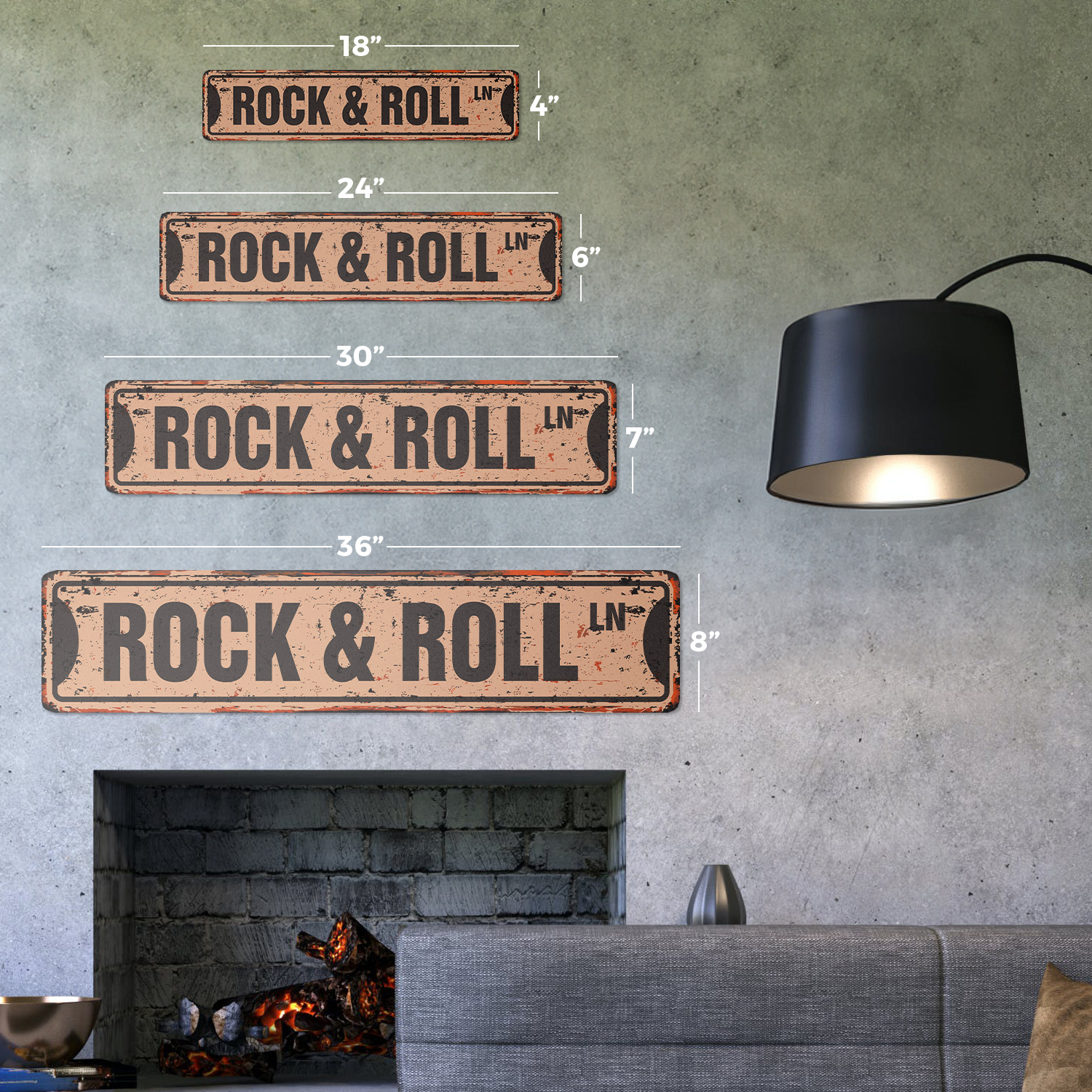 ROCK & ROLL Vintage Street Sign Metal Plastic fame music band guitar ...