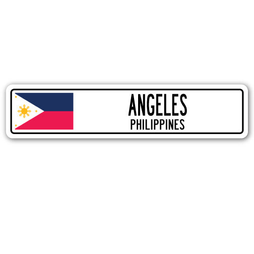 ANGELES PHILIPPINES Street Sign Filipino flag city country road wall ...