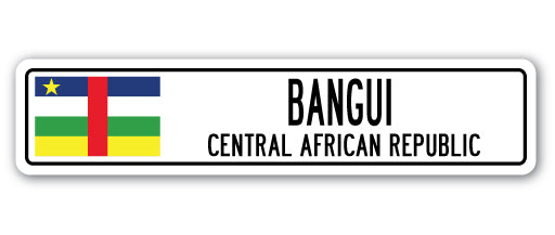 BANGUI CENTRAL AFRICAN REPUBLIC Street Sign African flag city country ...