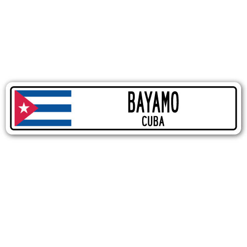 BAYAMO CUBA Street Sign Cuban flag city country road wall gift | eBay