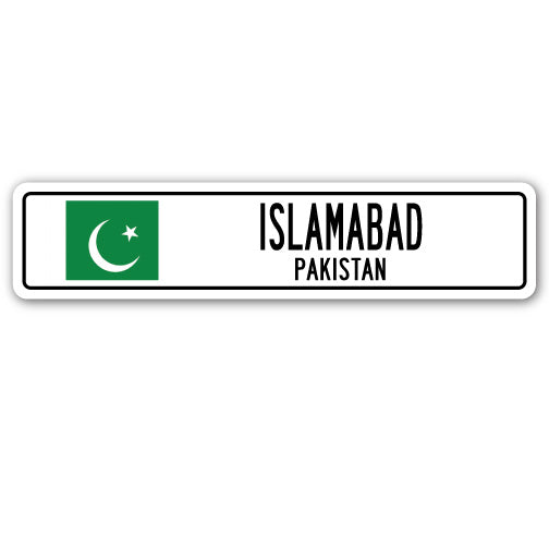 ISLAMABAD PAKISTAN Street Sign Pakistani flag city country road wall ...