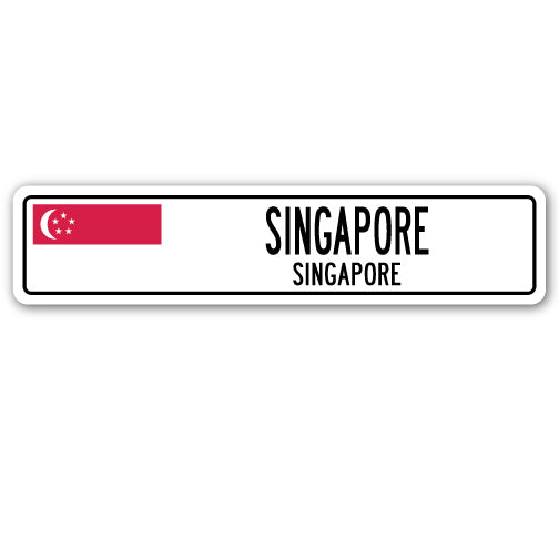 SINGAPORE SINGAPORE Street Sign Singaporean flag city country road wall ...