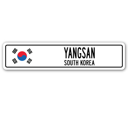 YANGSAN SOUTH KOREA Street Sign South Korean flag city country road ...