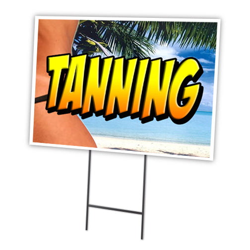 Tanning Yard Sign & Stake outdoor plastic coroplast window | eBay