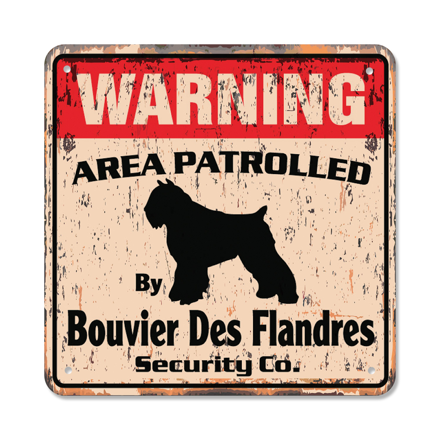 BOUVIER DES FLANDRES Vintage Security Plastic Sign Area Patrolled dog ...