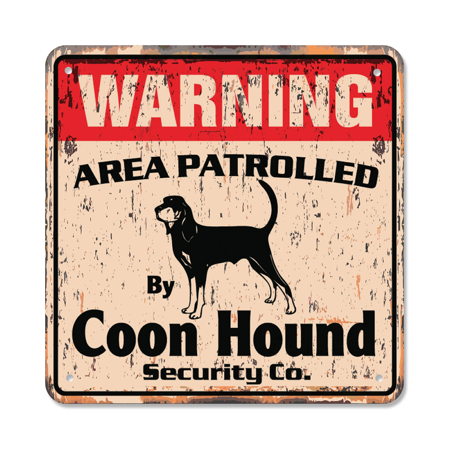 COON HOUND Vintage Security Plastic Sign Area Patrolled pet gift blood ...