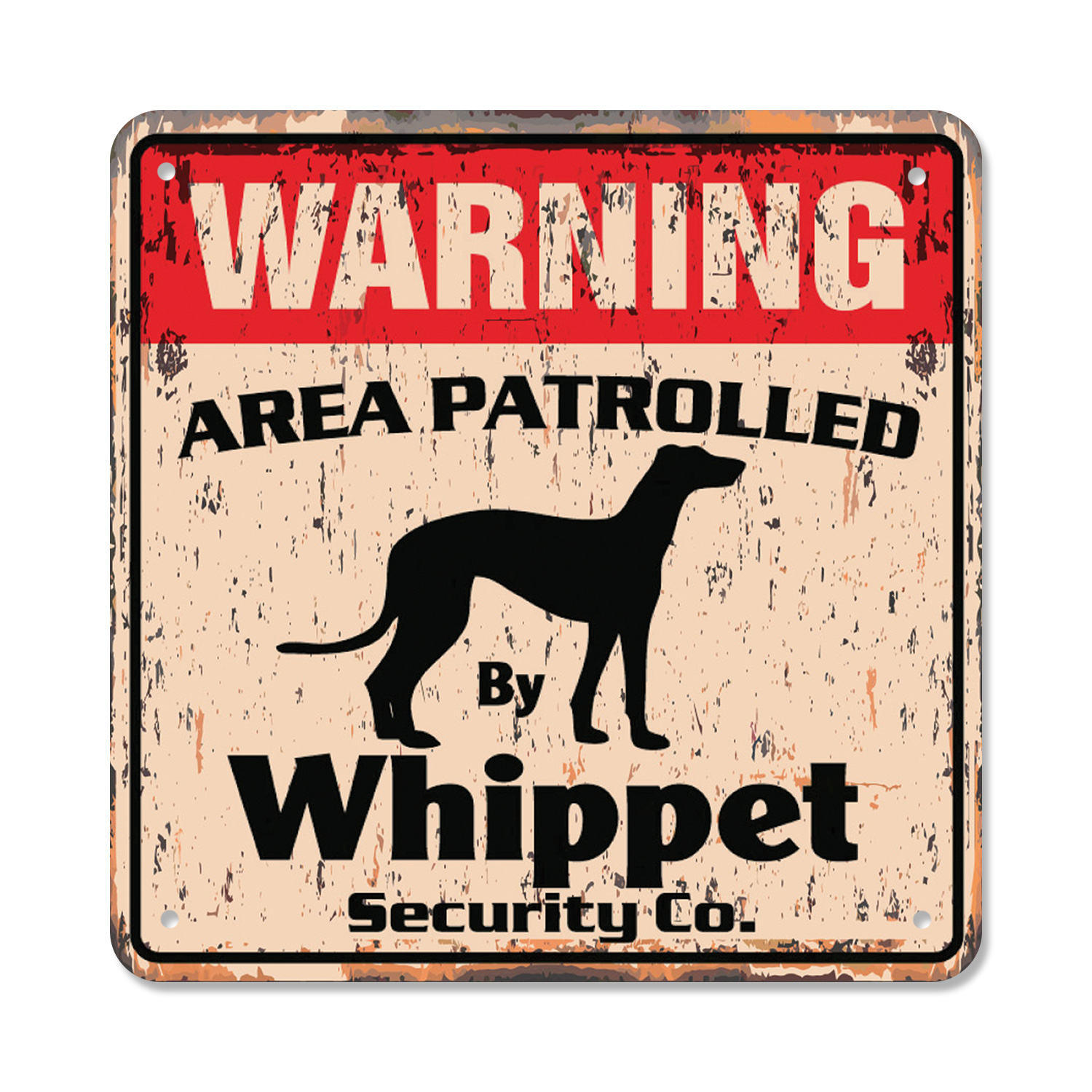 WHIPPET Vintage Security Plastic Sign Area Patrolled pet guard bark ...
