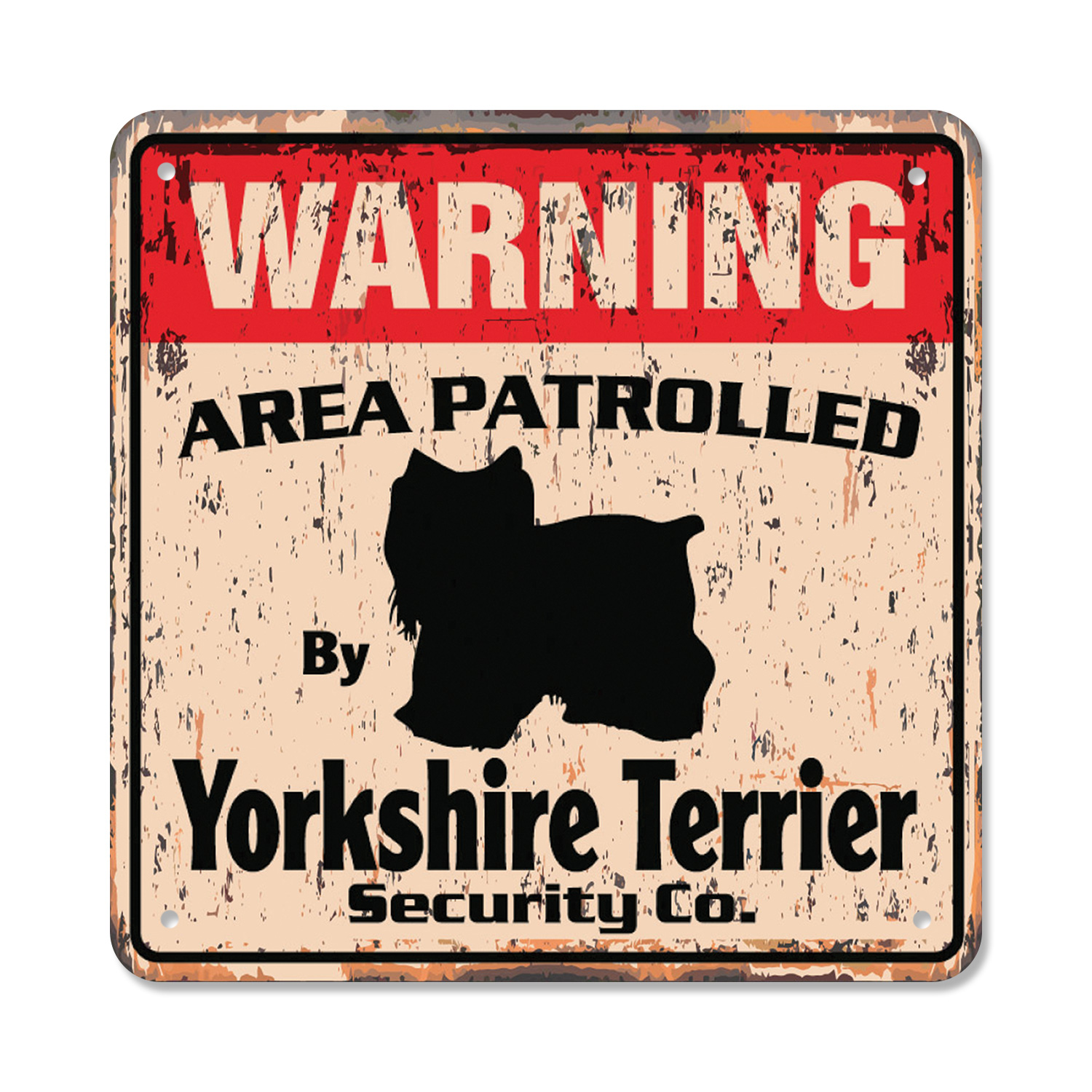YORKSHIRE TERRIER Vintage Security Plastic Sign Area Patrolled dog ...