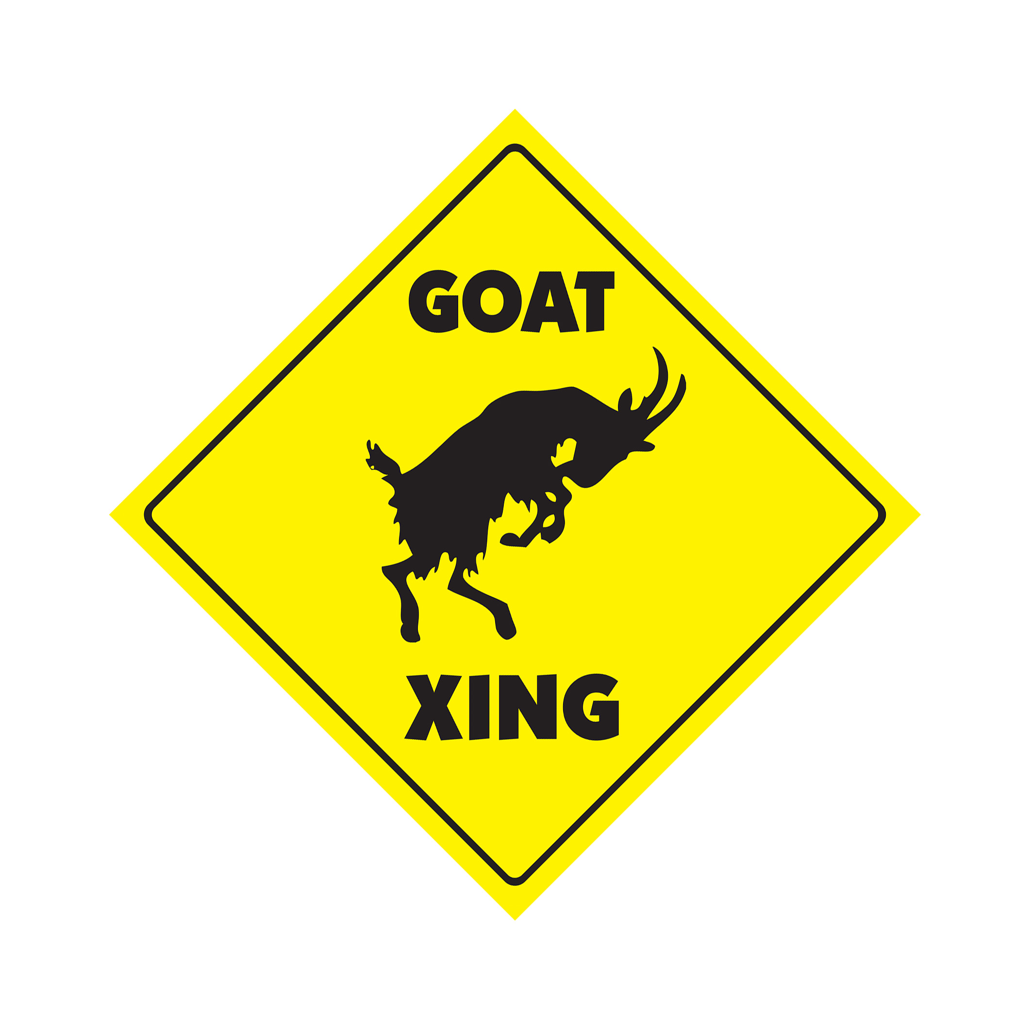 Goat Crossing Plastic Sign Decal Zone Xing farm animal pet farmer dairy ...