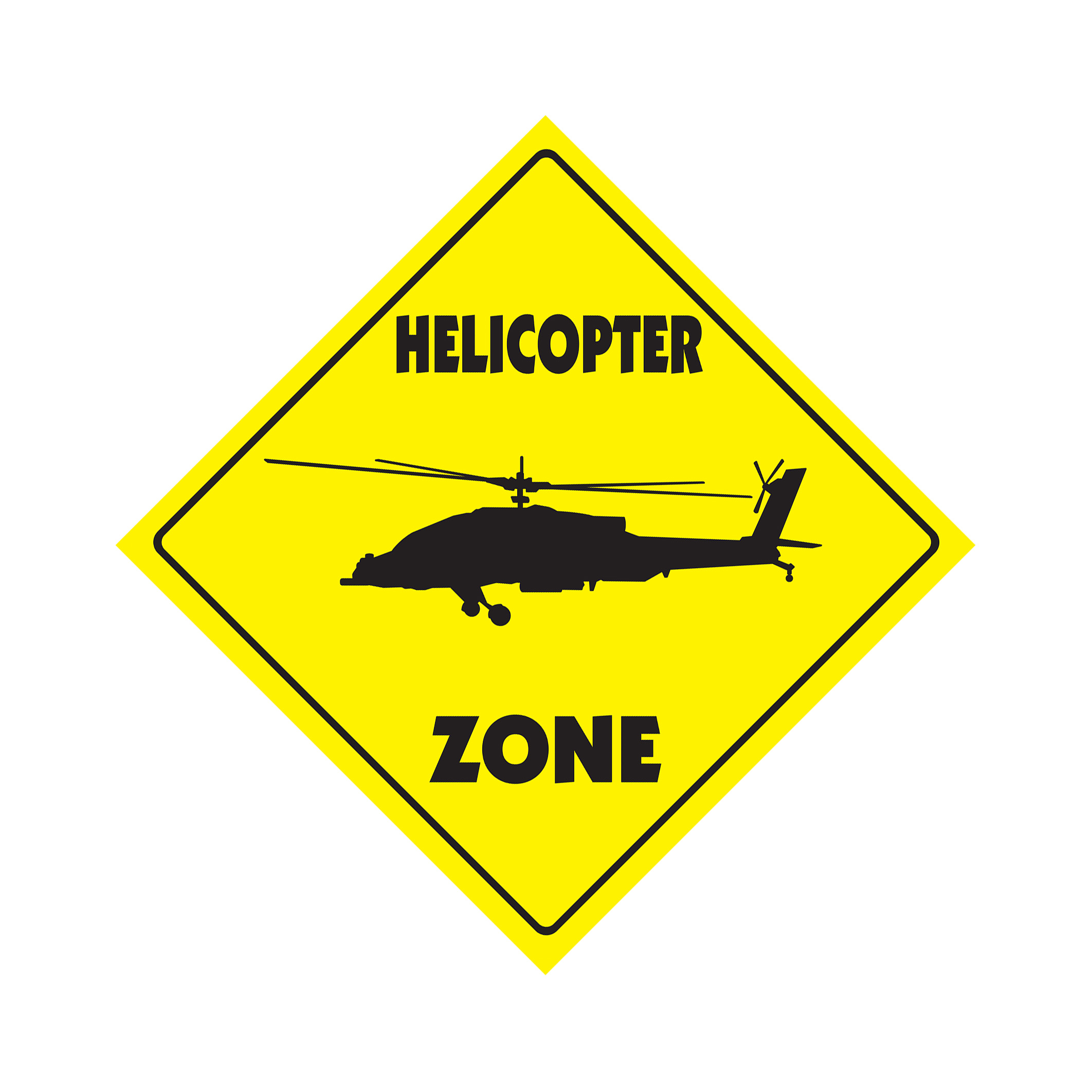 Helicopter Crossing Plastic Sign Decal Zone Xing heli helo rotar blade ...